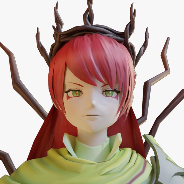 modelo 3d Low Poly Stylized Anime Female Knight - 1 of 40 - Thorn Crown ...