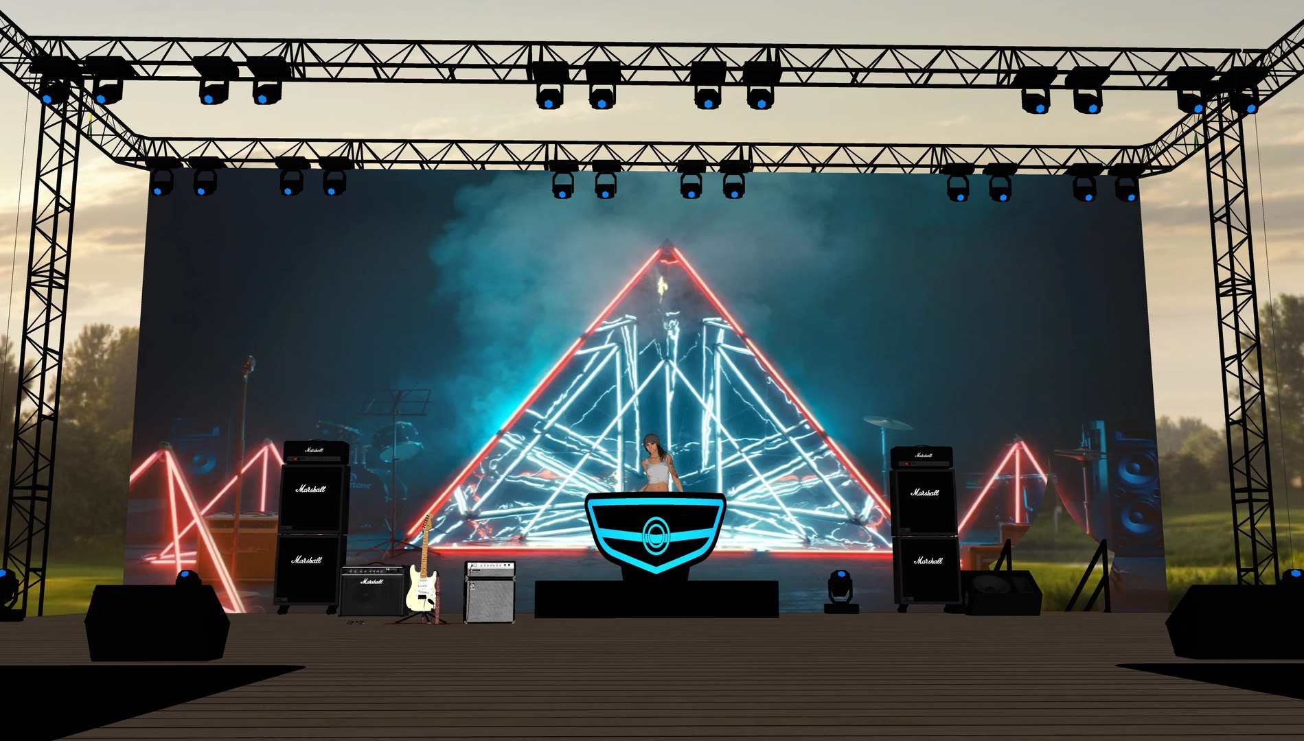 3D Performer DJ Plays Disc KTV Modern Stage Concert Beauty Tuner Dance ...