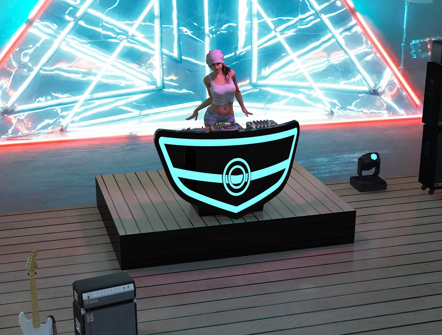 3D Performer DJ Plays Disc KTV Modern Stage Concert Beauty Tuner Dance ...