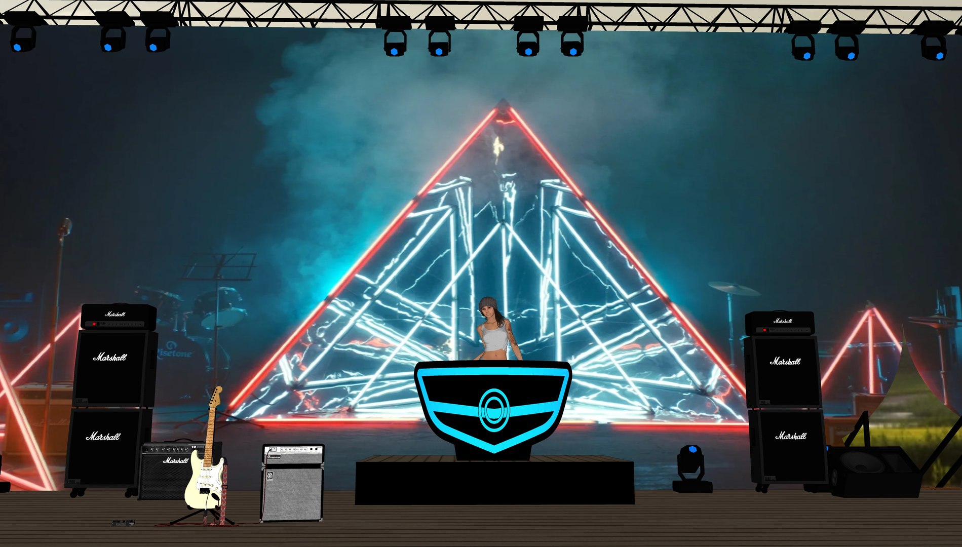 3D Performer DJ Plays Disc KTV Modern Stage Concert Beauty Tuner Dance ...