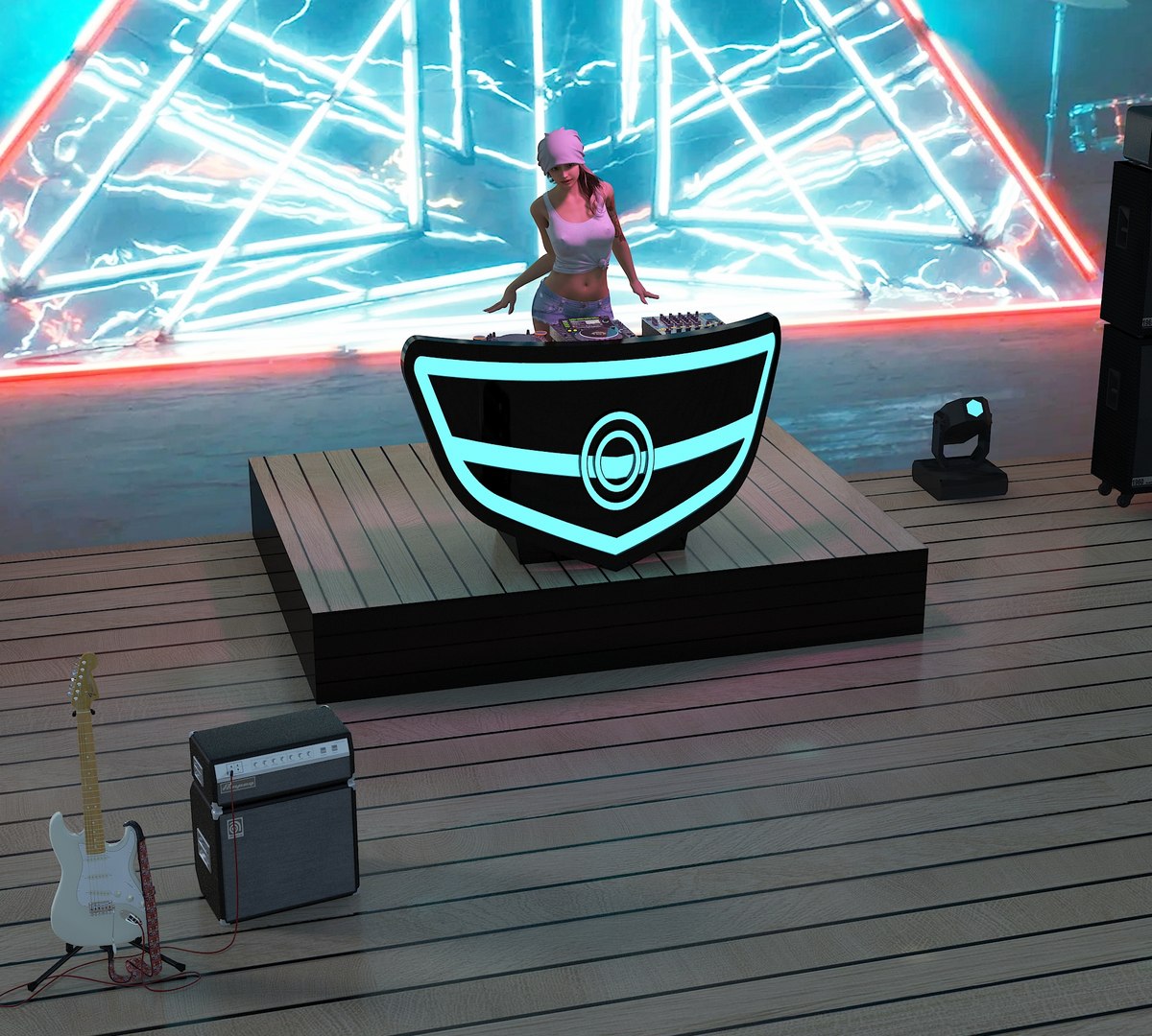 3D Performer DJ Plays Disc KTV Modern Stage Concert Beauty Tuner Dance ...