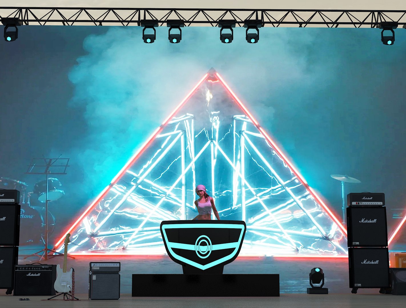 3D Performer DJ Plays Disc KTV Modern Stage Concert Beauty Tuner Dance ...