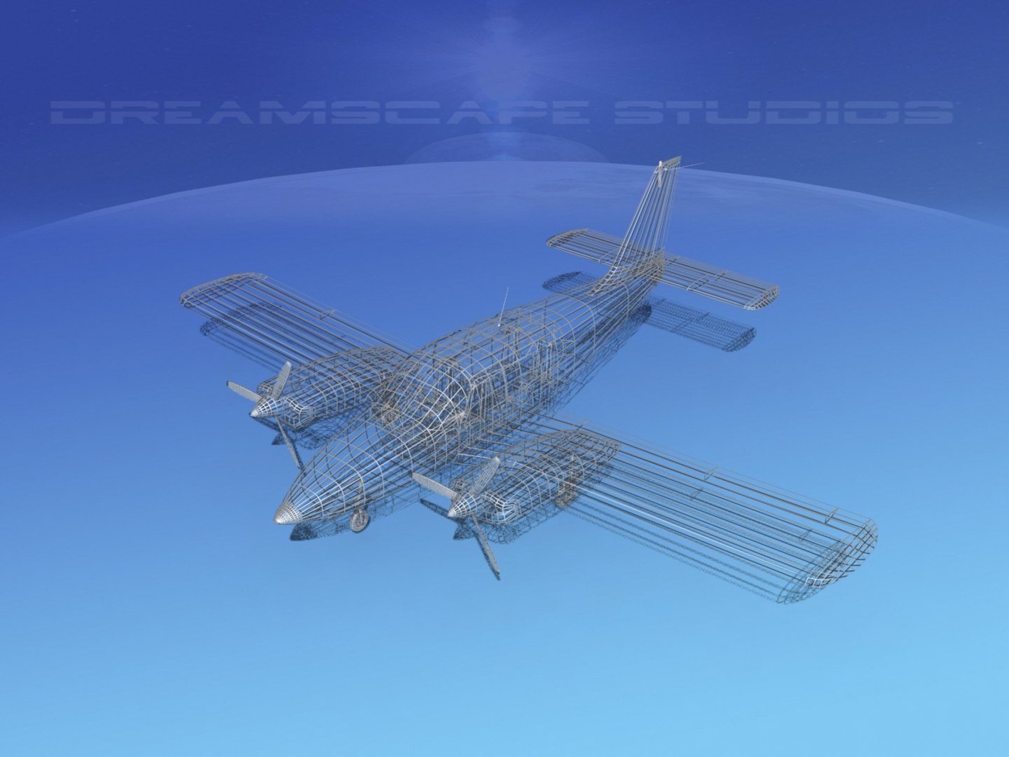 propeller pa-34 seneca 3d dxf