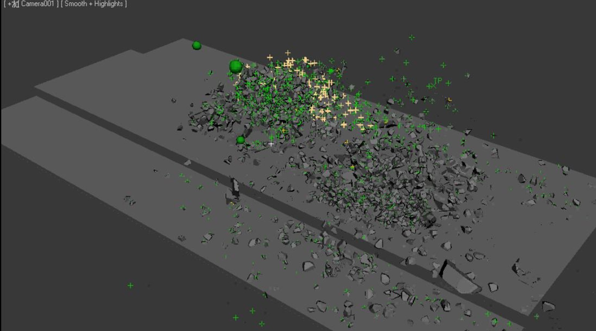3d thinking particles destruction model