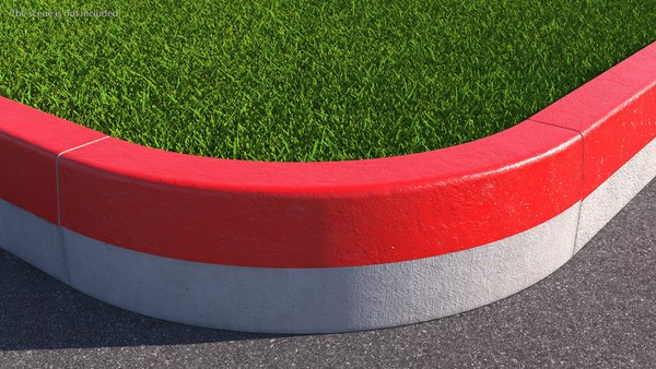 3D Sidewalk Curb Curved Red - TurboSquid 2031256