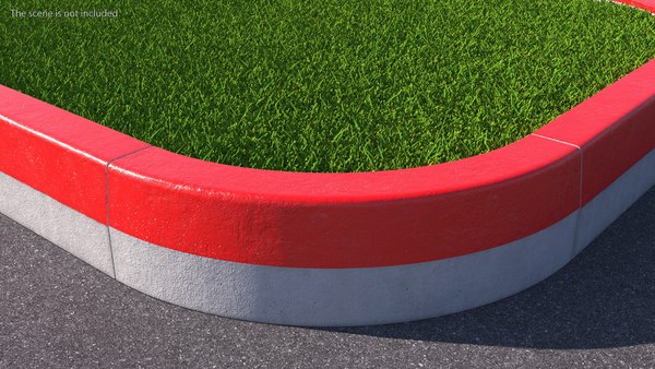 3D Sidewalk Curb Curved Red - TurboSquid 2031256
