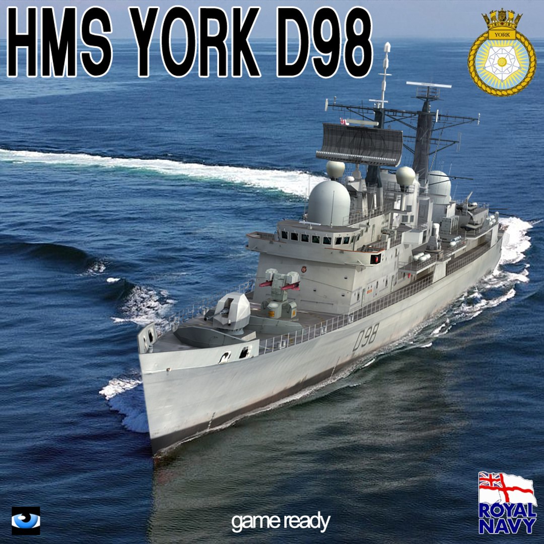 3d hms york d98 type model