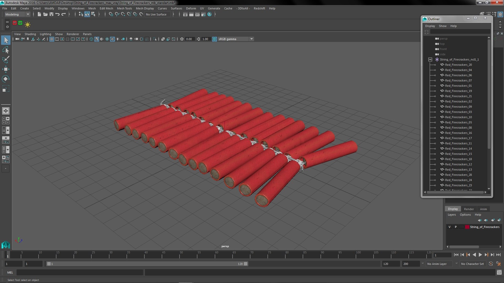String Of Firecrackers 3D - TurboSquid 1851764