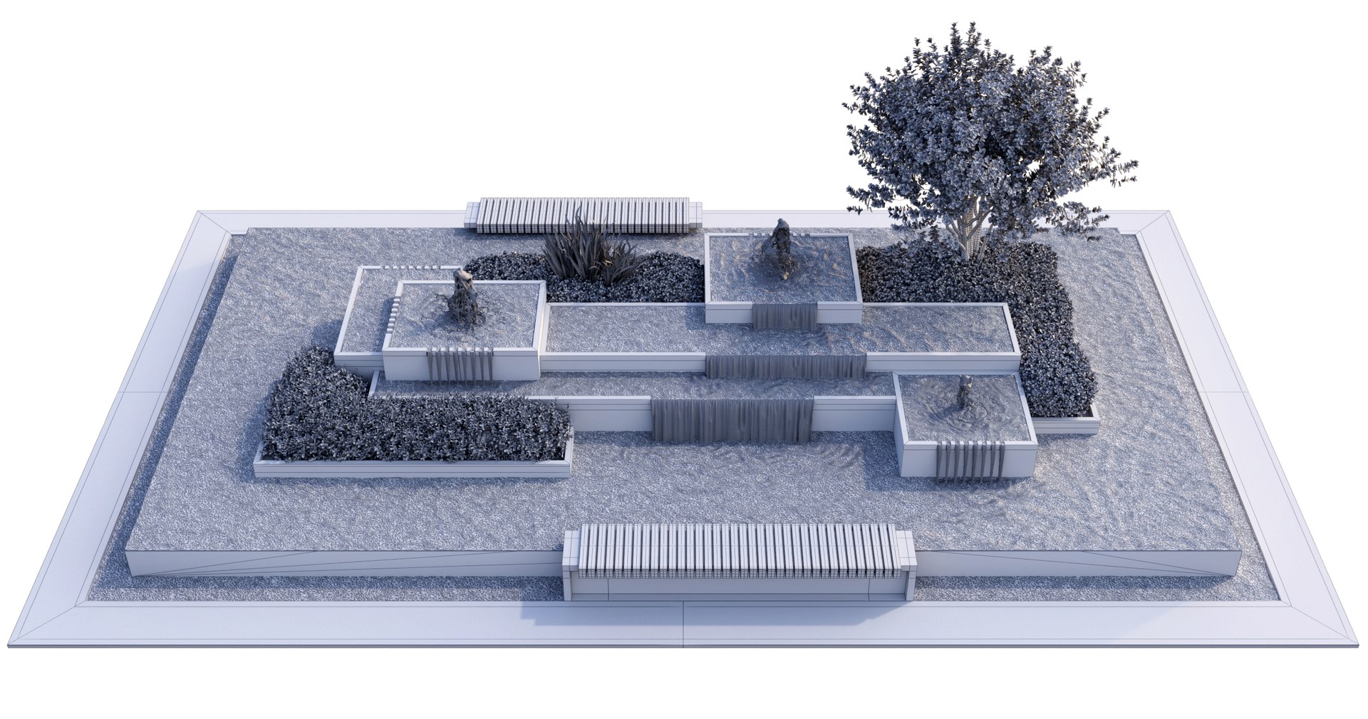 3D Landscaping Figure With Plants Waterfalls And Fish 2 - TurboSquid ...