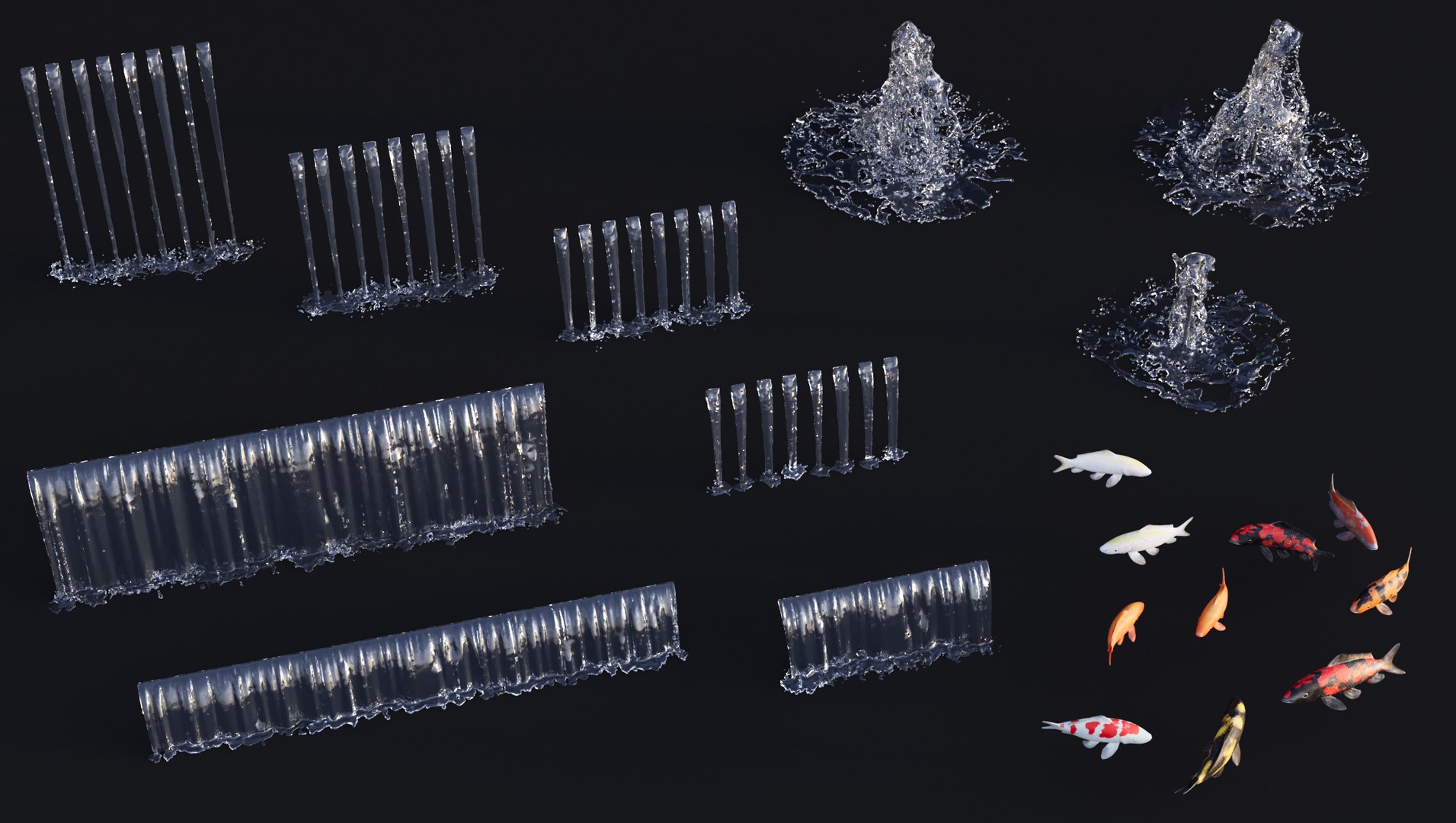 3D Landscaping Figure With Plants Waterfalls And Fish 2 - TurboSquid ...