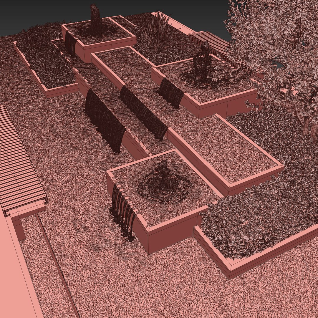 3D Landscaping Figure With Plants Waterfalls And Fish 2 - TurboSquid ...