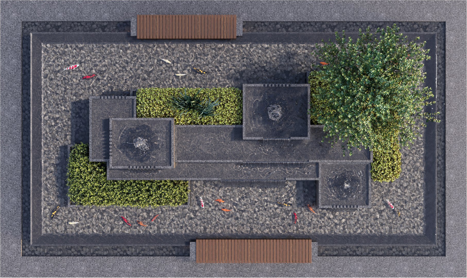 3D Landscaping Figure With Plants Waterfalls And Fish 2 - TurboSquid ...