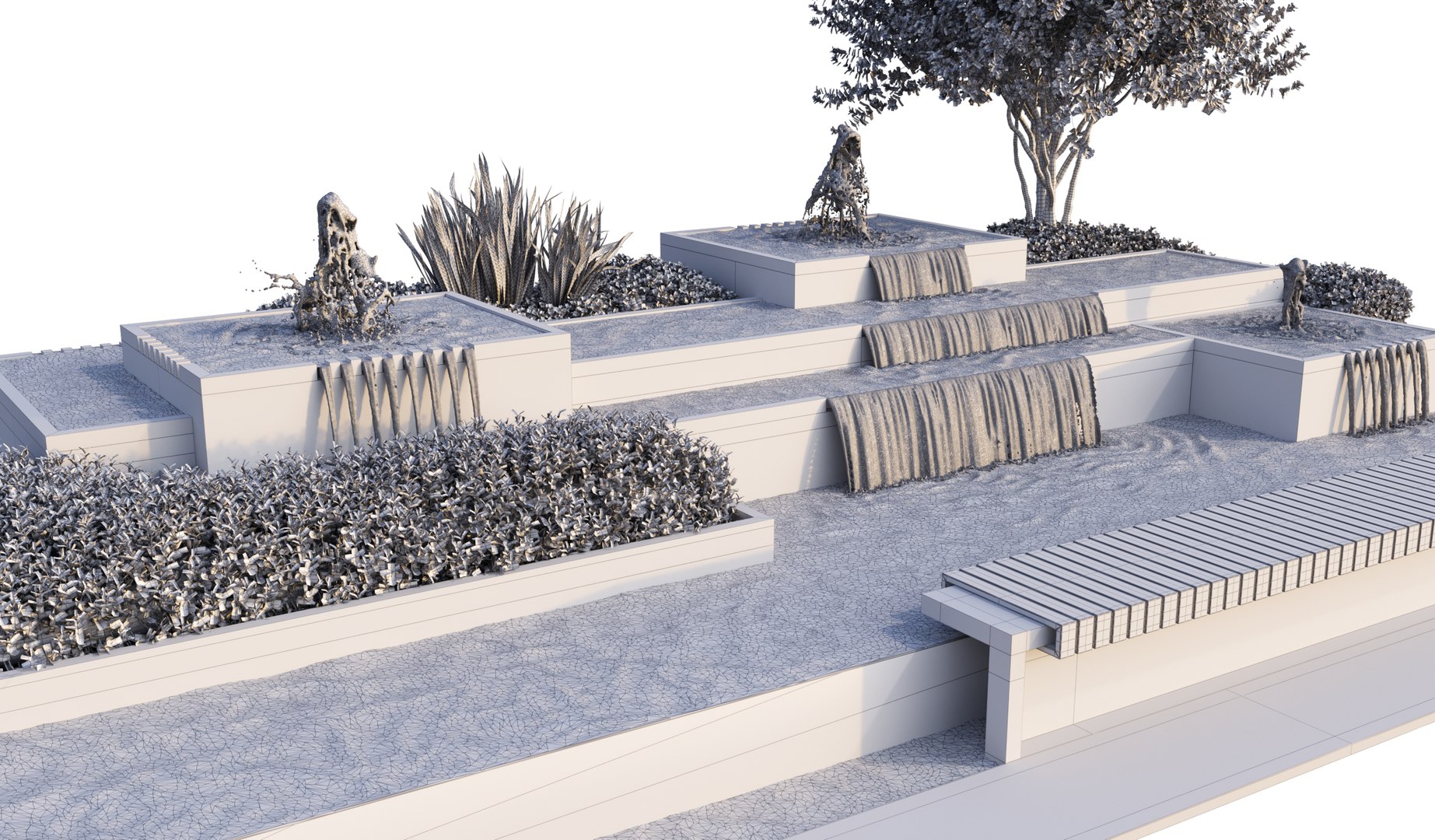 3D Landscaping Figure With Plants Waterfalls And Fish 2 - TurboSquid ...