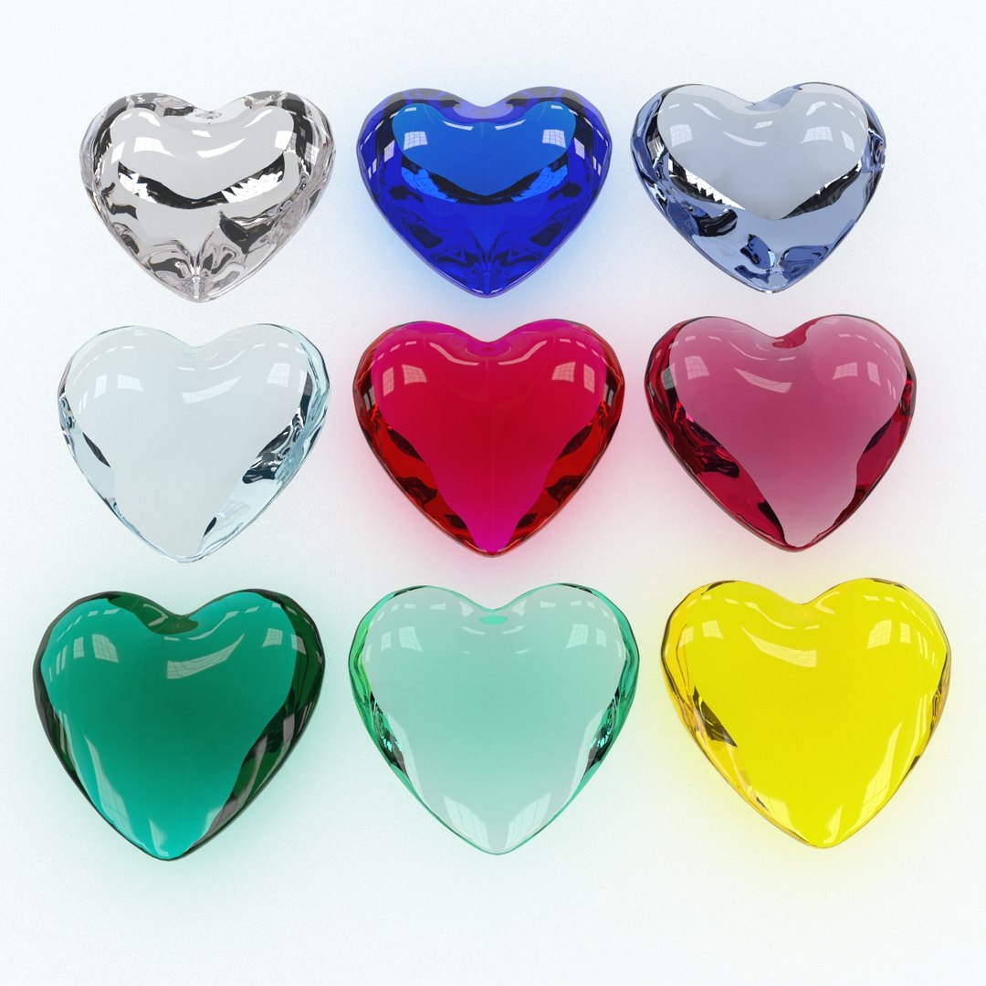 3D Model Set Heart Shaped Gemstone - TurboSquid 1389978