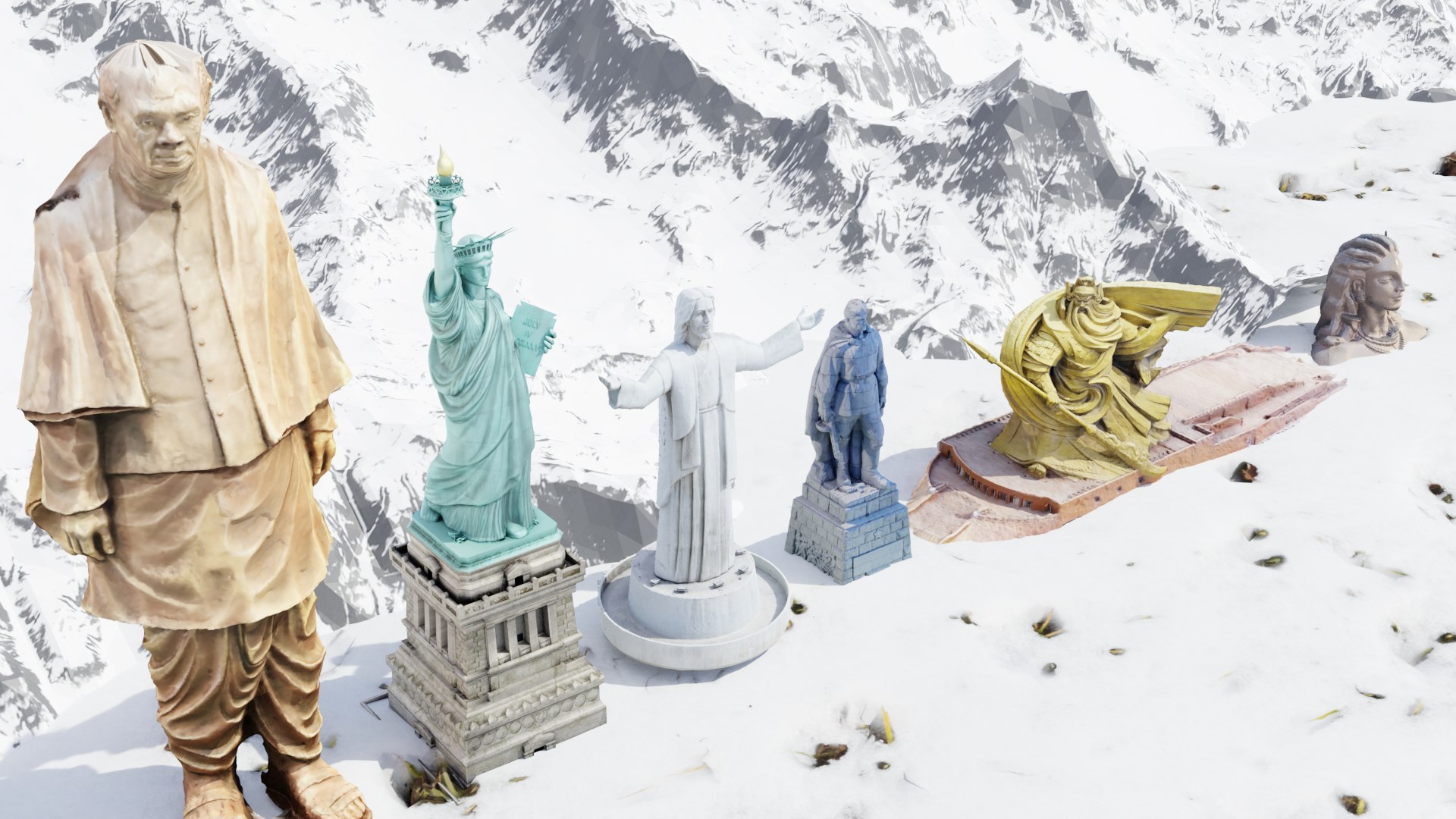 3D модель tallest Statues all in one with textures - TurboSquid 2033168