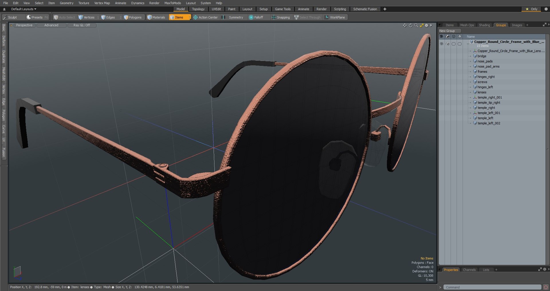 Copper Round Circle Frame With Blue Lens Glasses 3D Model - TurboSquid ...