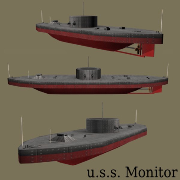 ironclad civil war warship 3d model
