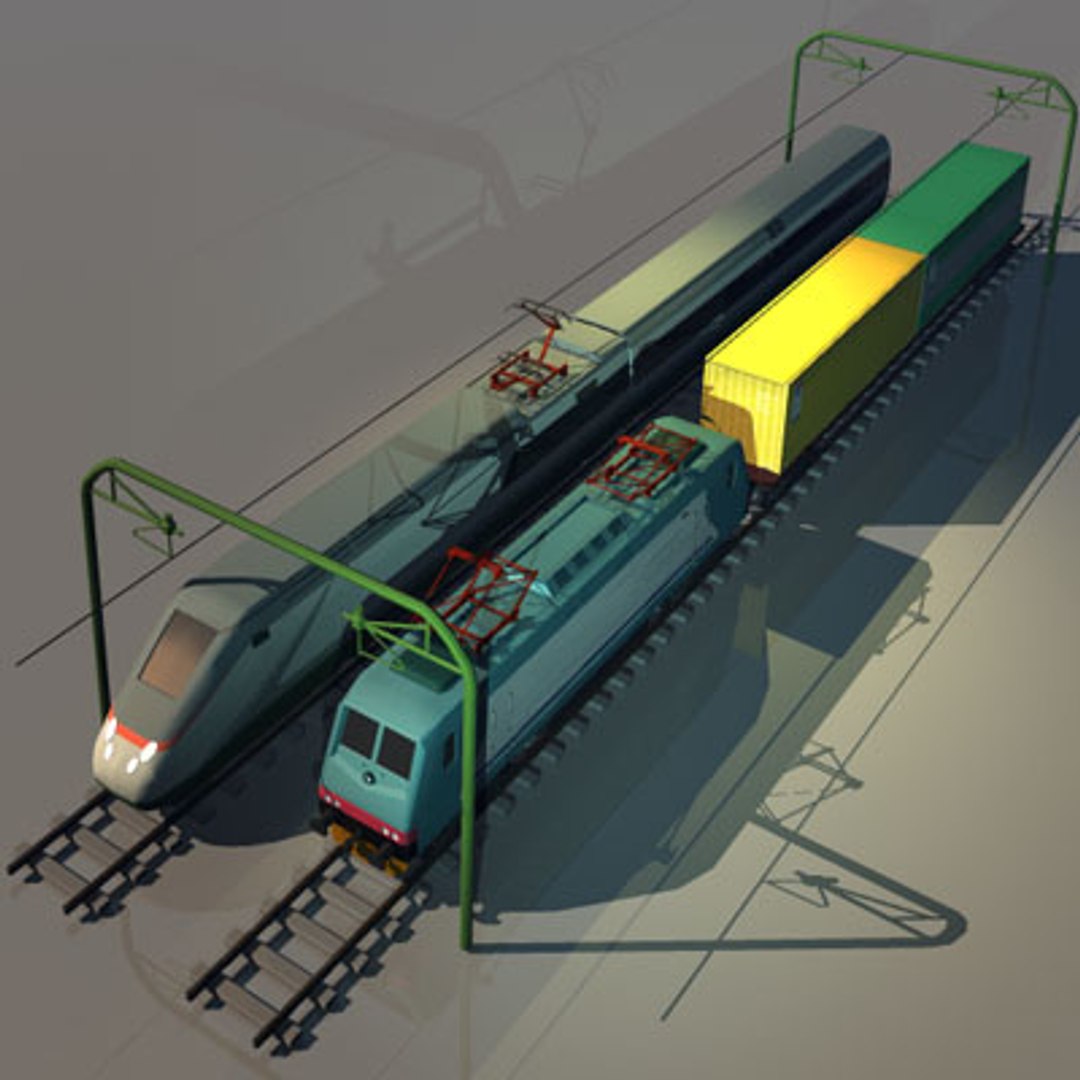 Container Set Cargo Train 3d Model