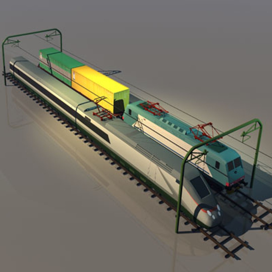 Container Set Cargo Train 3d Model
