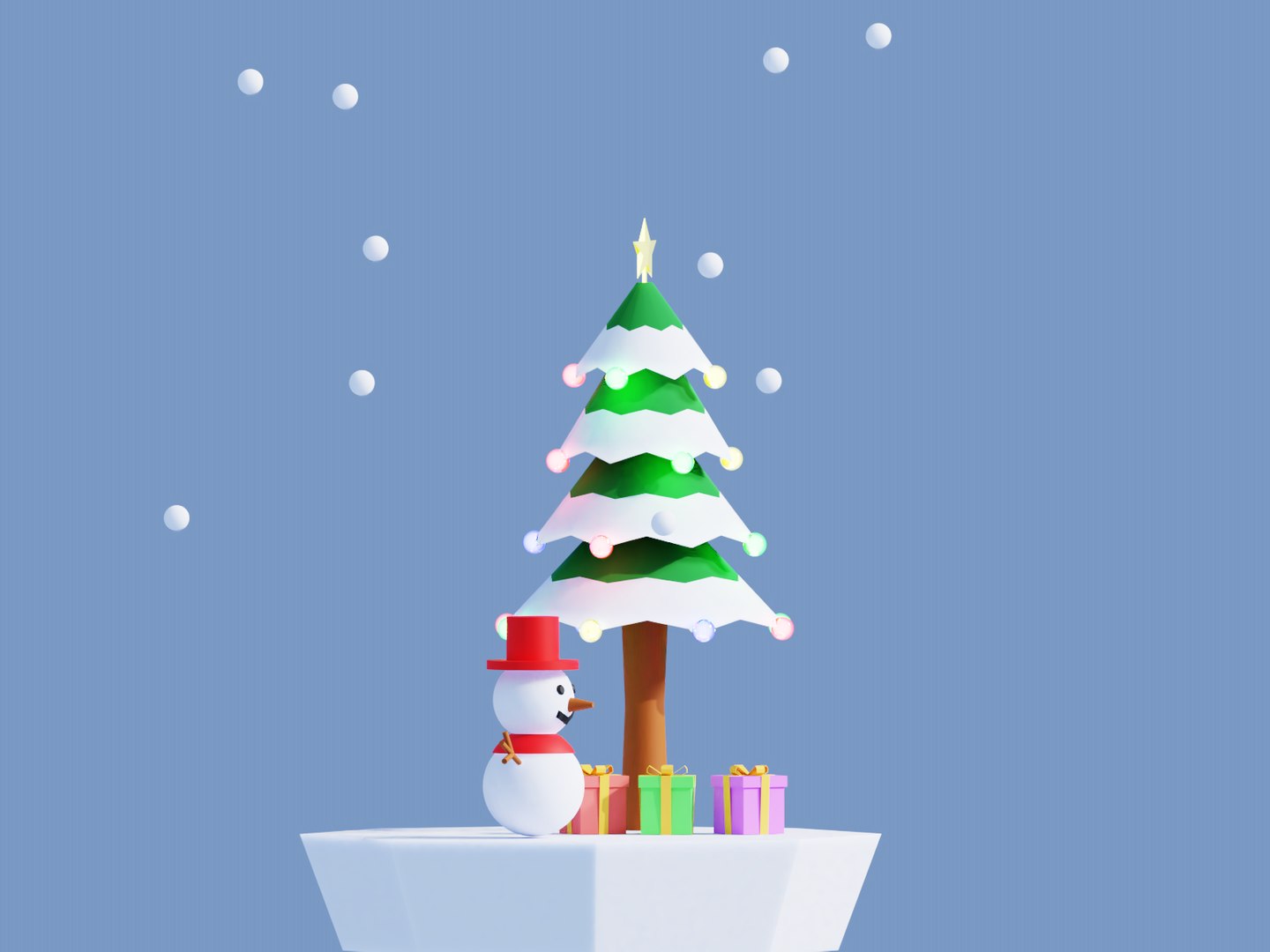3D Simple Cartoon Christmas Tree Model - TurboSquid 1489874