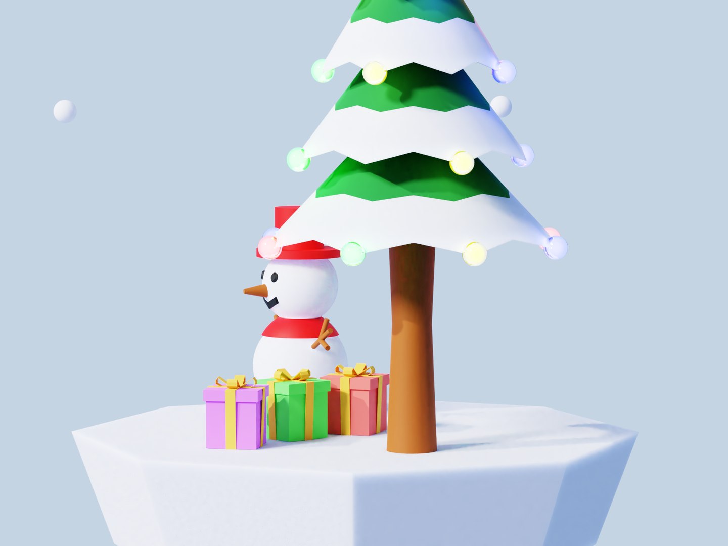 3D Simple Cartoon Christmas Tree Model - TurboSquid 1489874