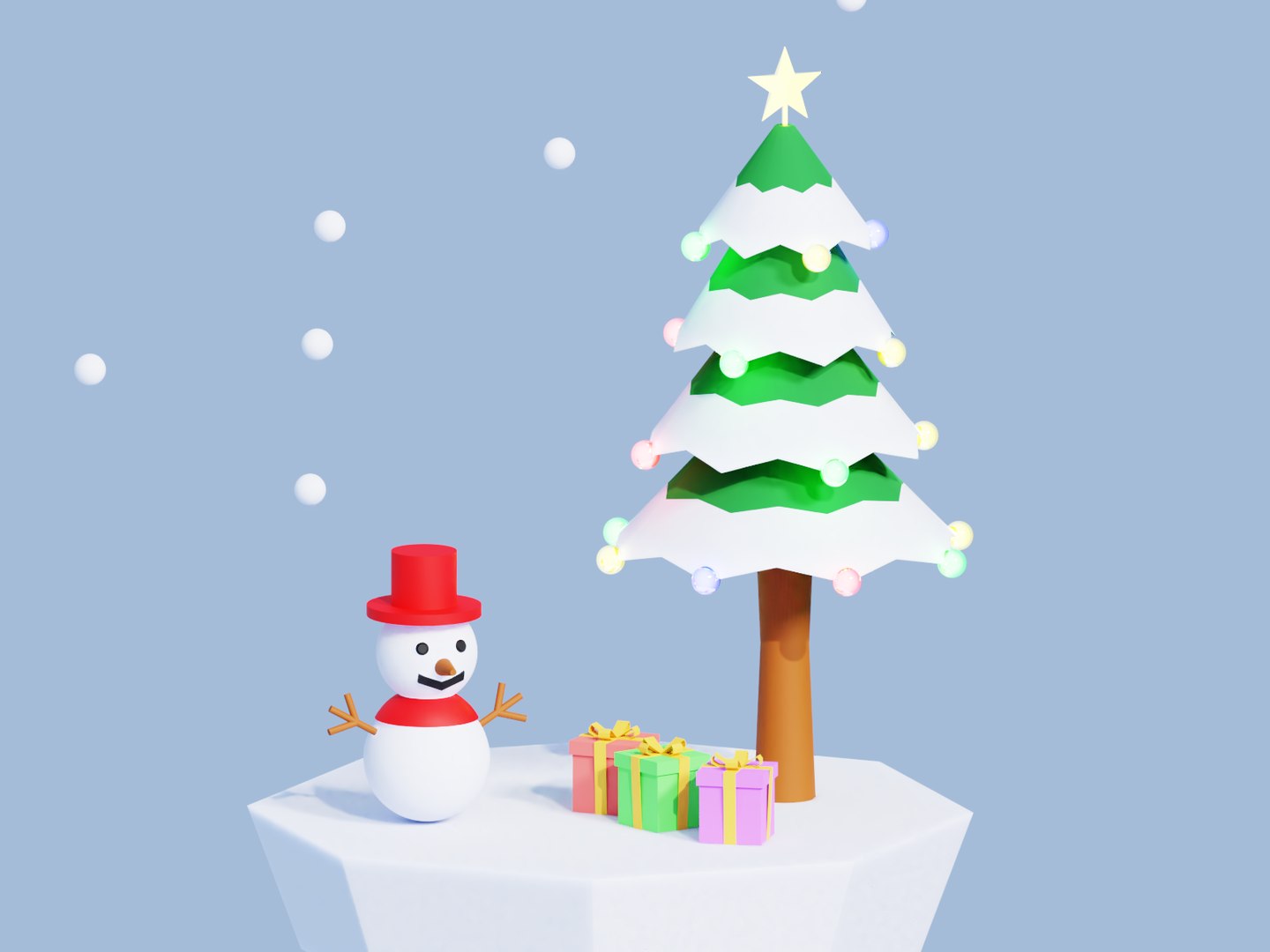 3D Simple Cartoon Christmas Tree Model - TurboSquid 1489874