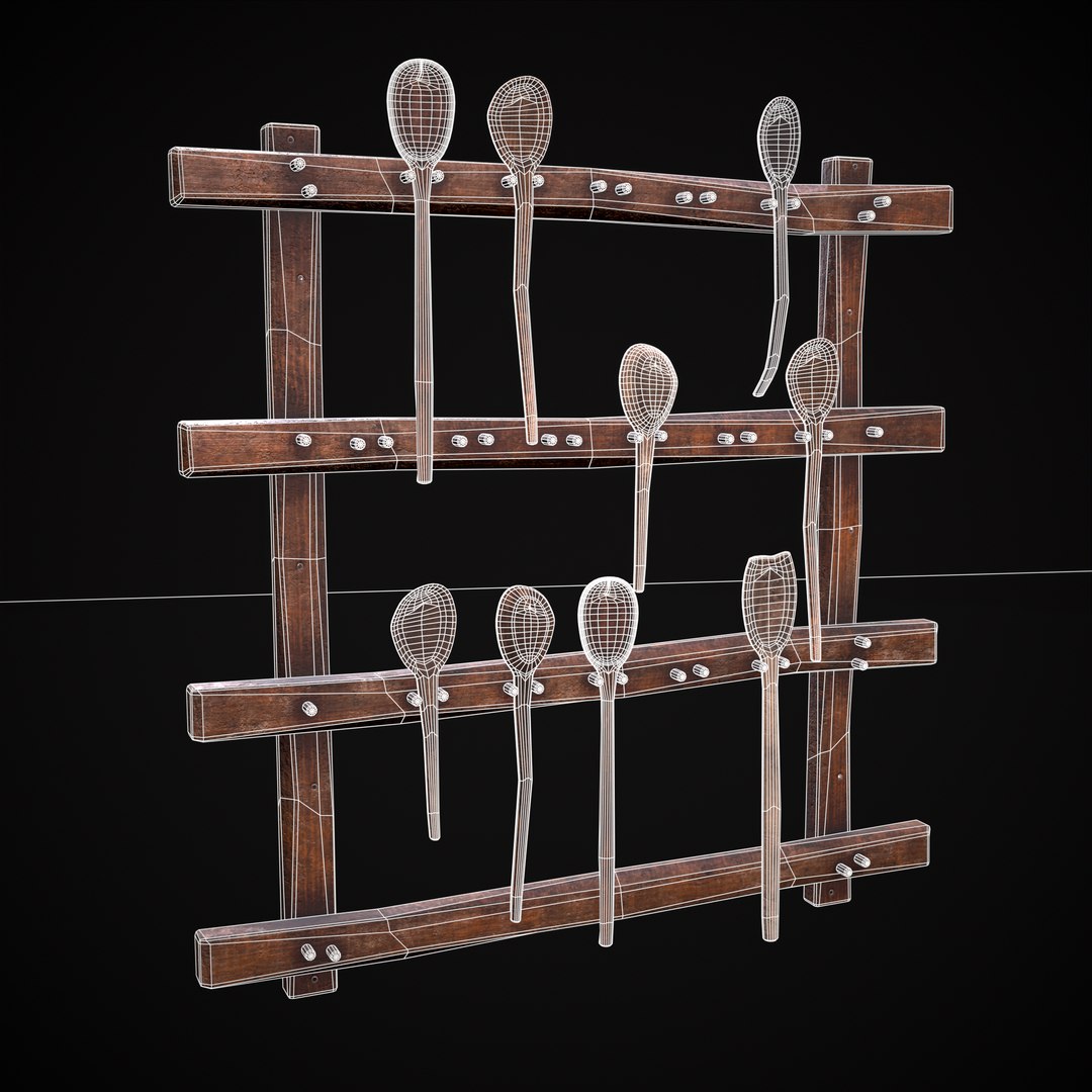 Worn Wooden Spoons Rack 3D Model - TurboSquid 2089176