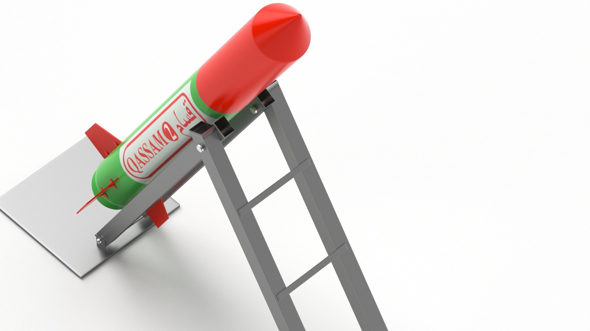 Qassam 2 Rocket With Launcher 3D Model - TurboSquid 2235340