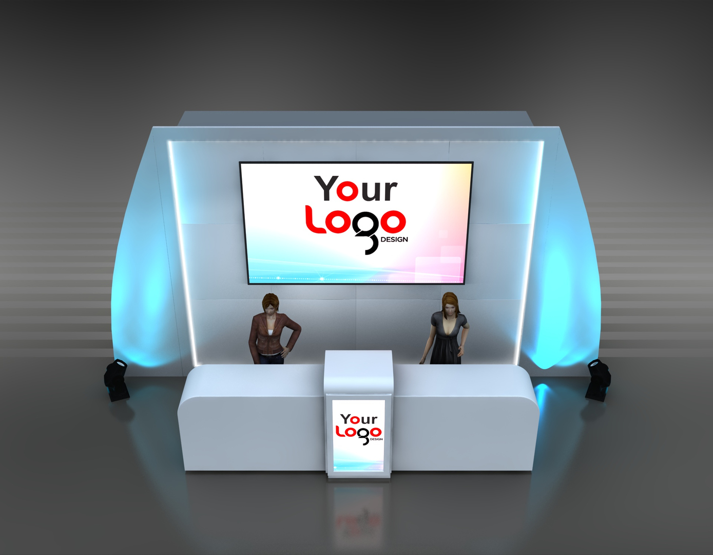 3D Model Welcome Desk Idea Included Plasma - TurboSquid 1968982