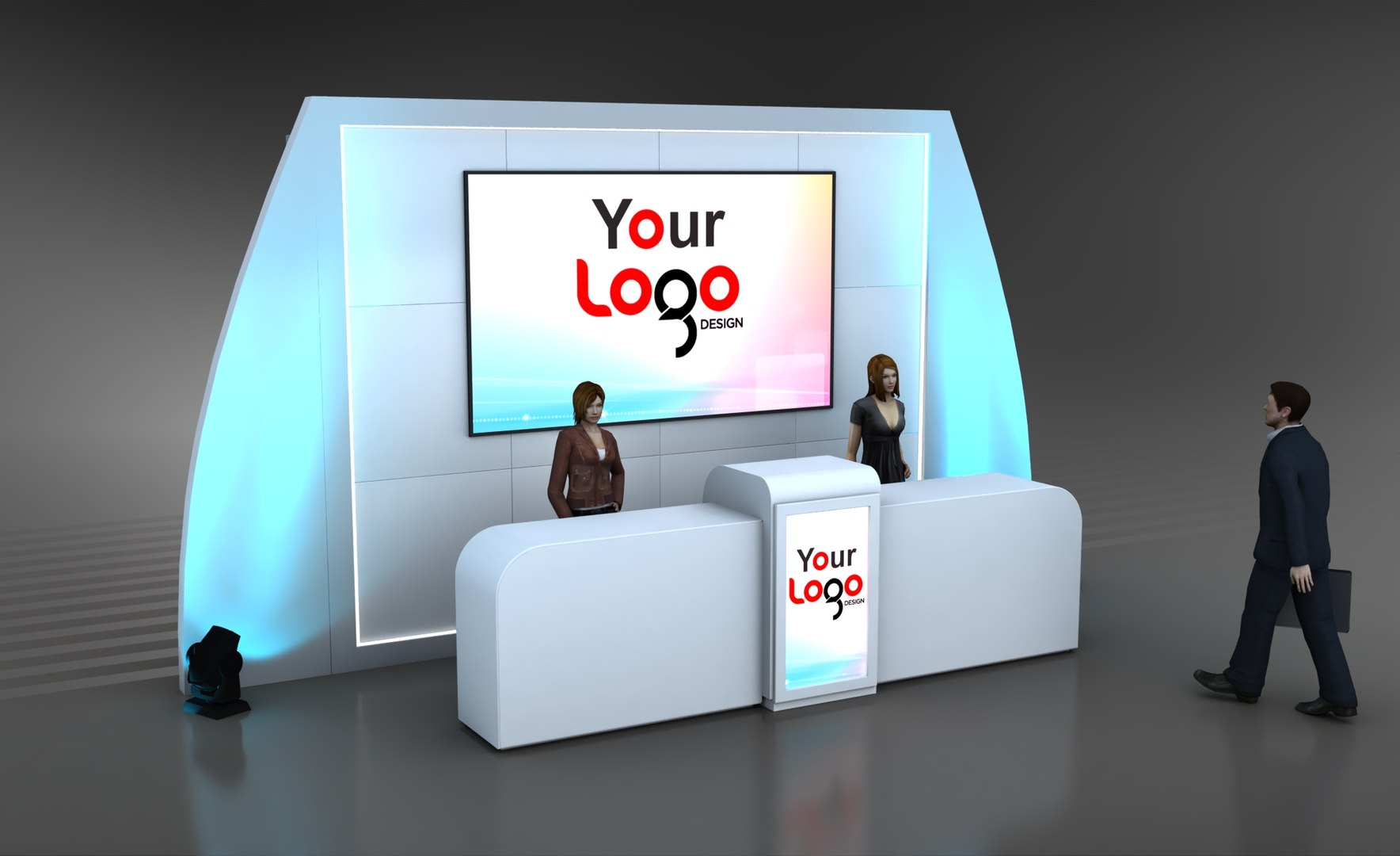 3D Model Welcome Desk Idea Included Plasma - TurboSquid 1968982
