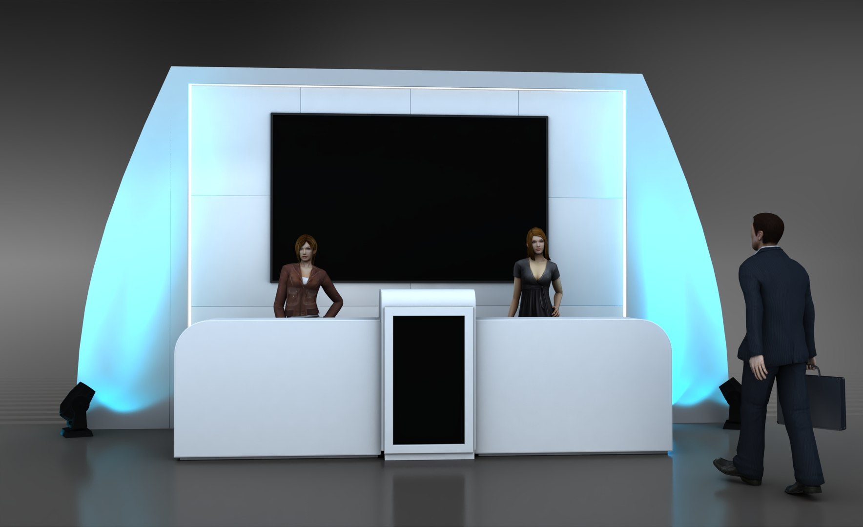 3D Model Welcome Desk Idea Included Plasma - TurboSquid 1968982