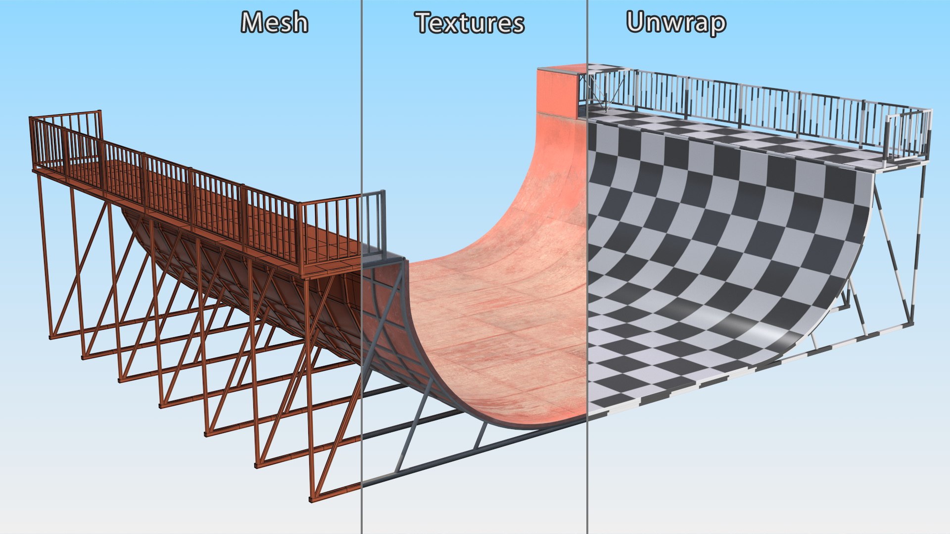 3D Action Sports Half Pipe - TurboSquid 2307278