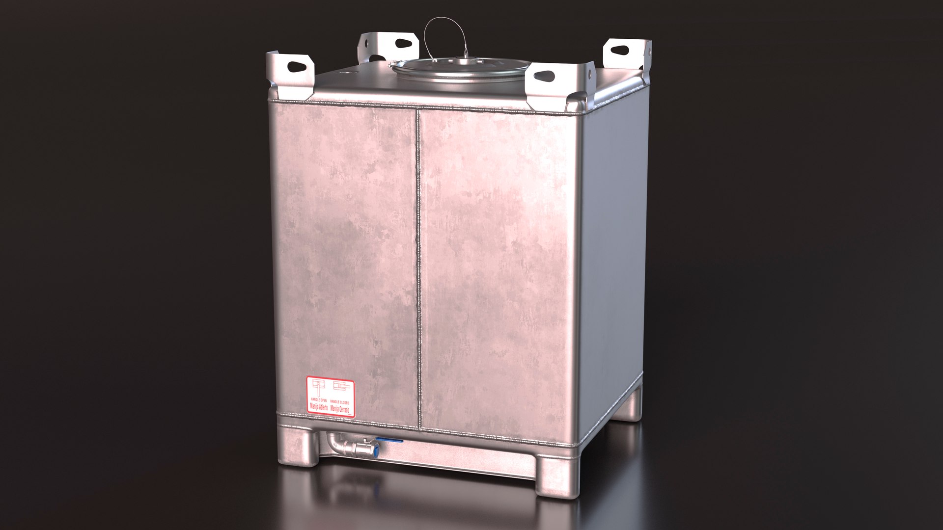 3D Stainless Steel IBC Container Cube 350gal Model - TurboSquid 2170113