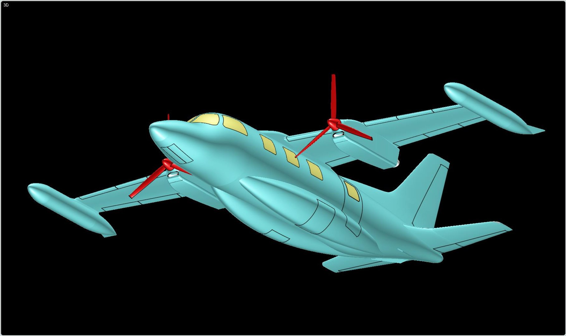 3d 3ds mitsubishi mu-2 aircraft solid