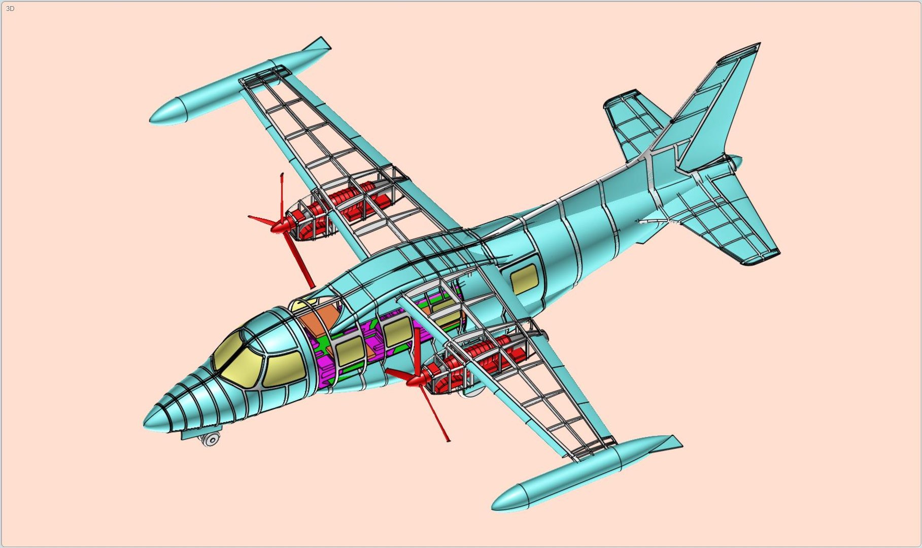 3d 3ds mitsubishi mu-2 aircraft solid