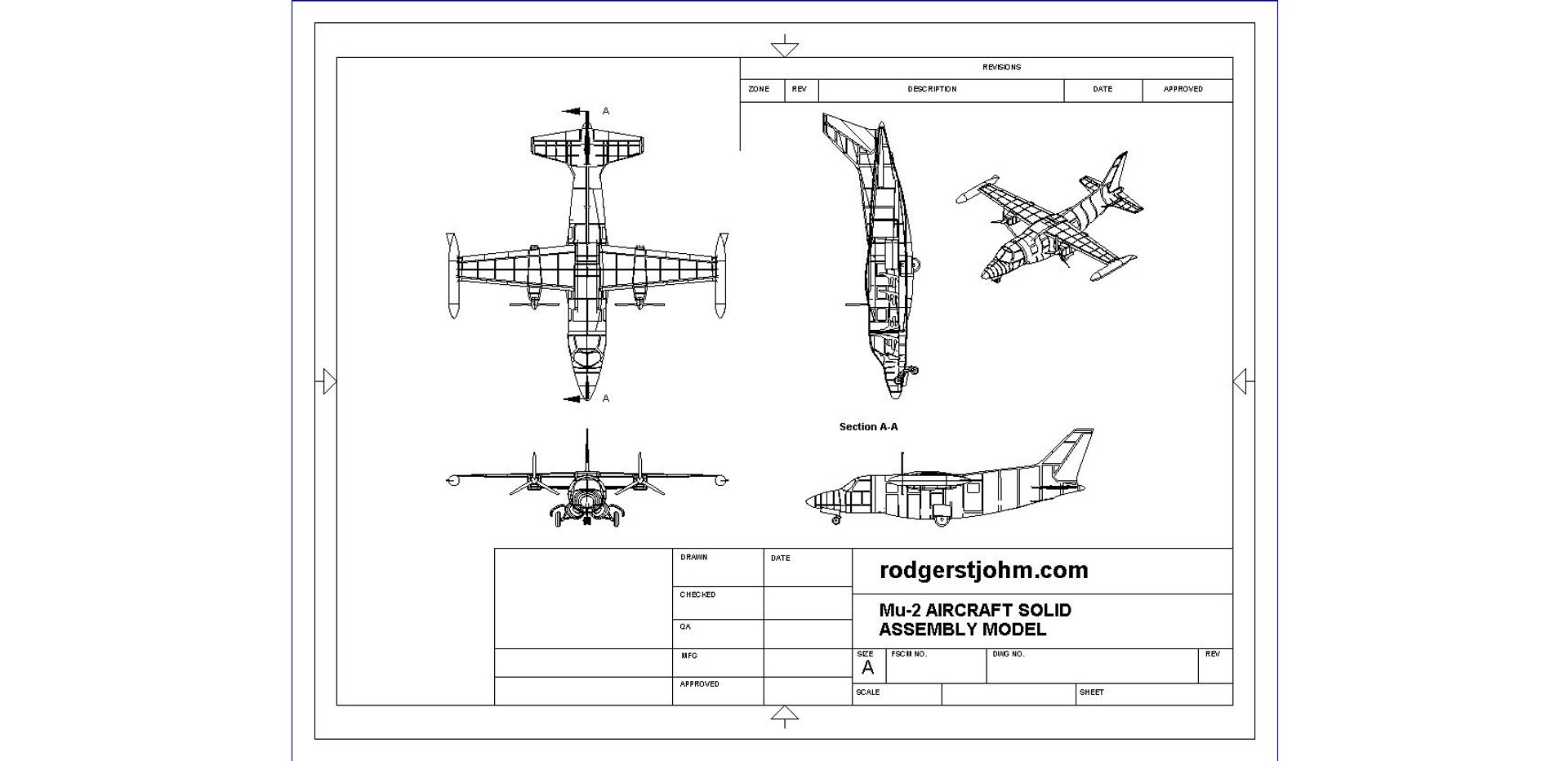 3d 3ds mitsubishi mu-2 aircraft solid