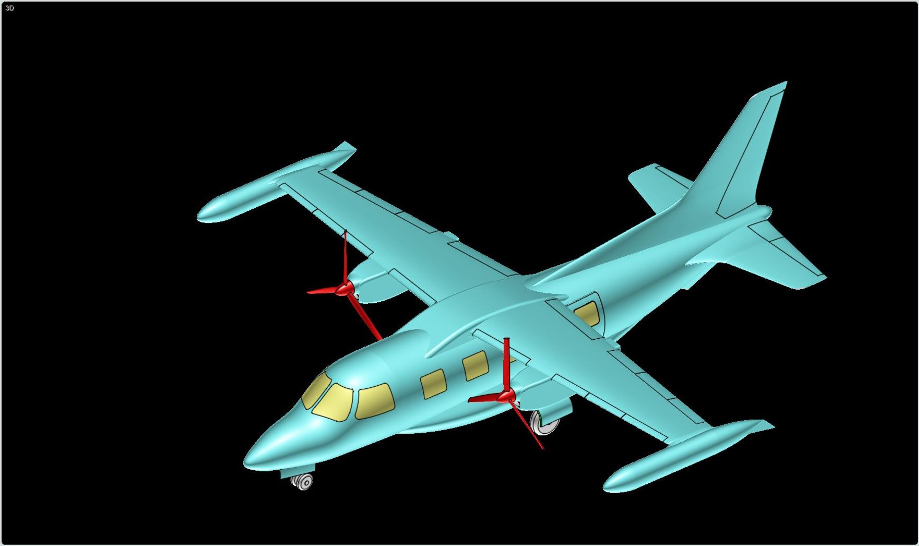 3d 3ds mitsubishi mu-2 aircraft solid