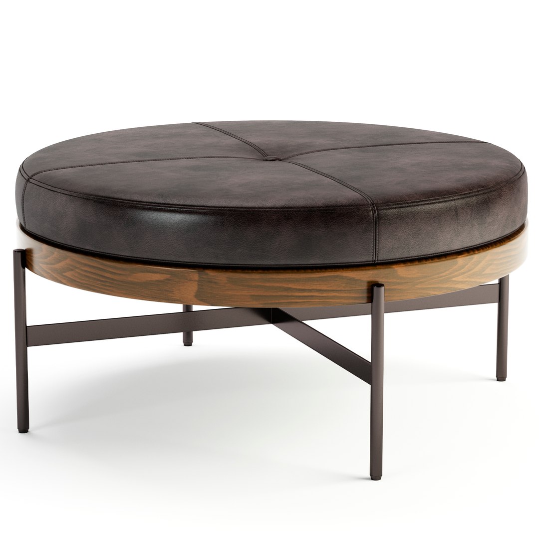 3D Edwyn Round Ottoman By Four Hands Model - TurboSquid 2144829