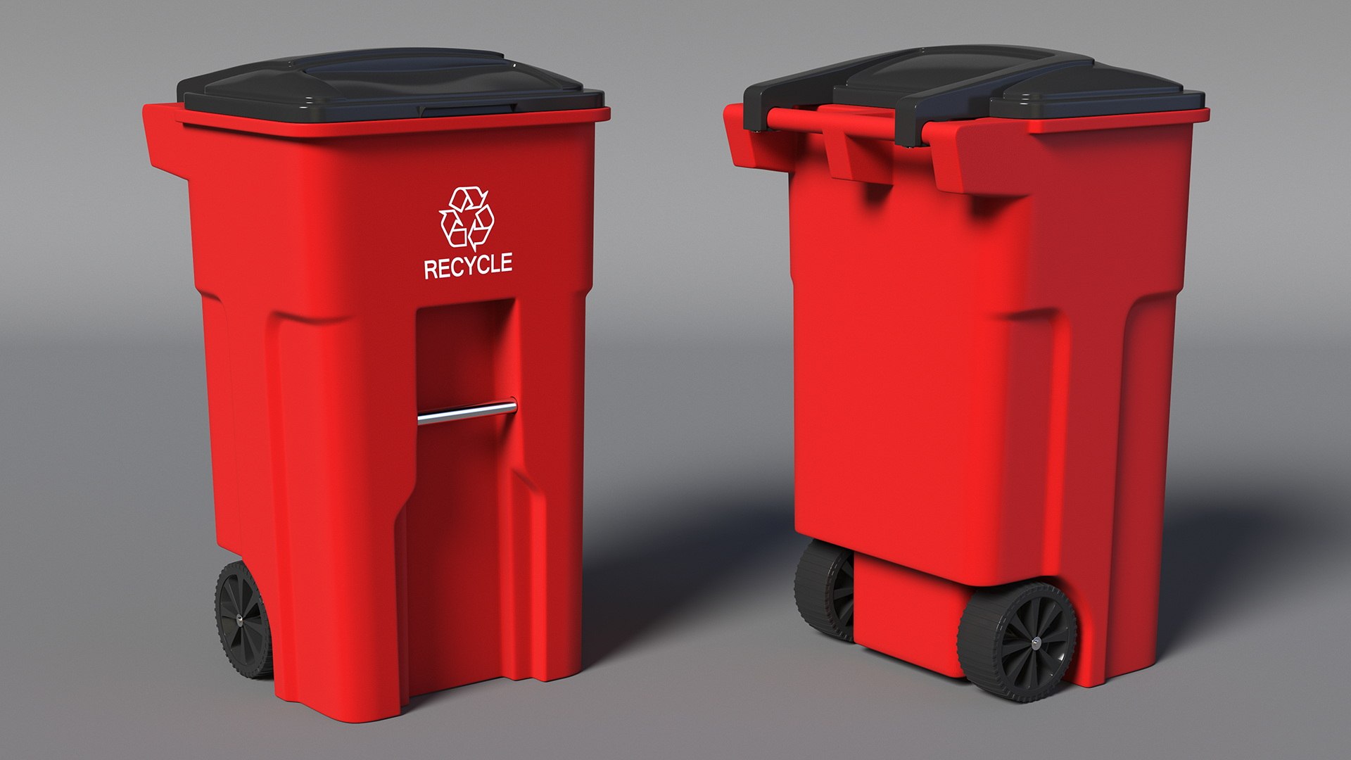 Red Plastic Wheeled Kitchen Trash Can 3D Model - TurboSquid 2139400