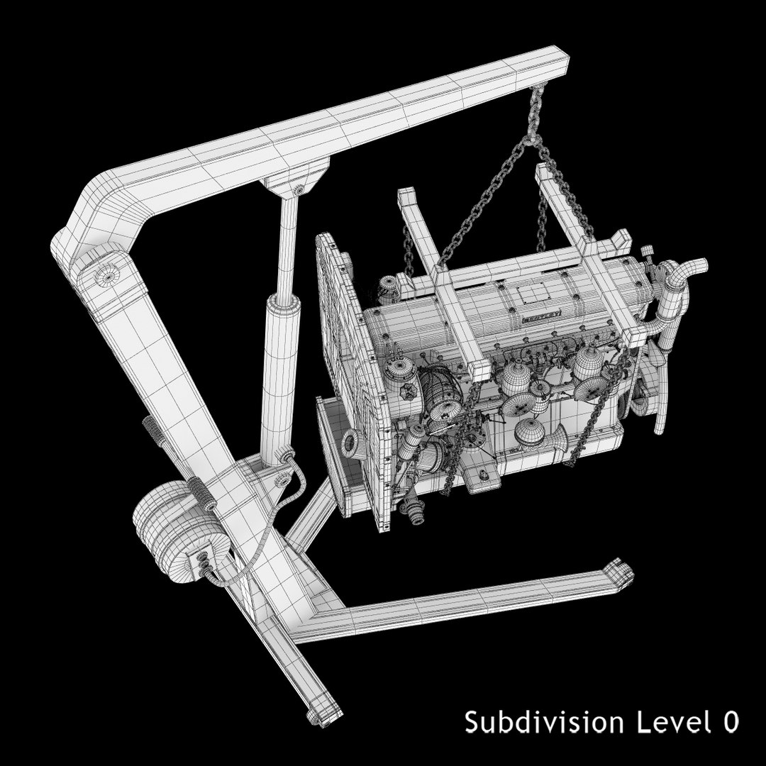 Workshop Crane Engine 3d Model