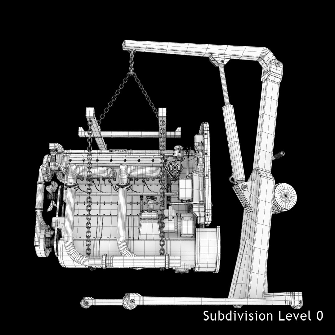 Workshop Crane Engine 3d Model