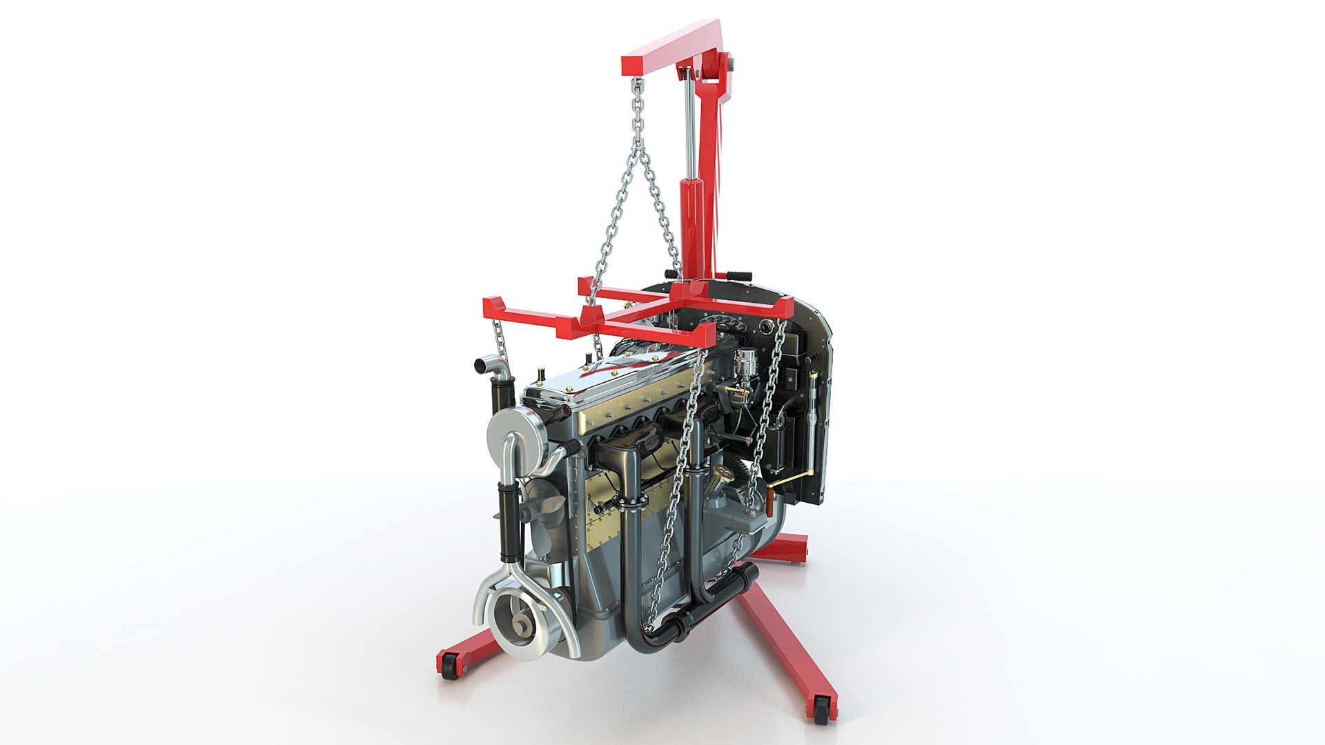 Workshop Crane Engine 3d Model