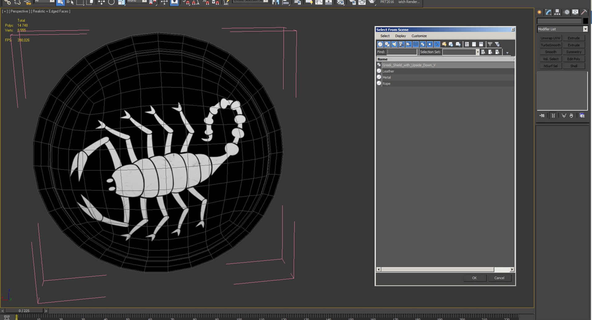 3d Model Greek Scorpion Shield