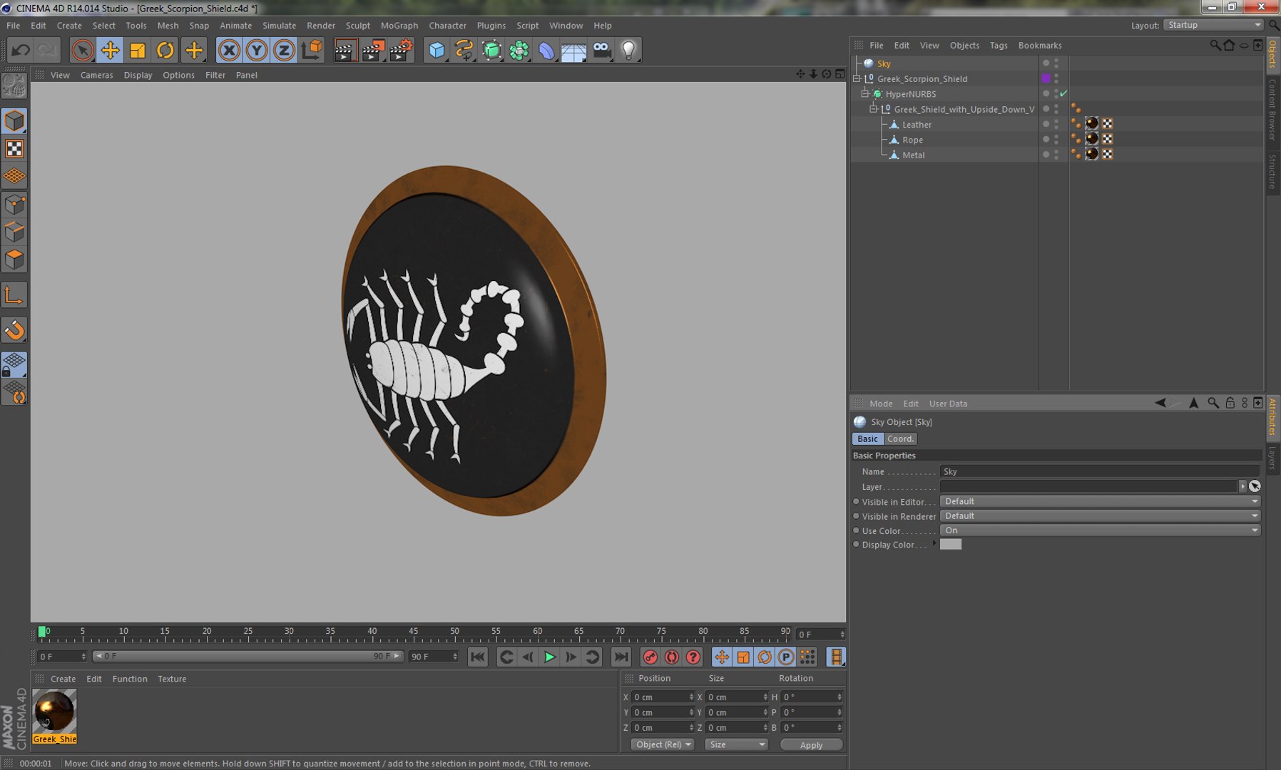3d Model Greek Scorpion Shield