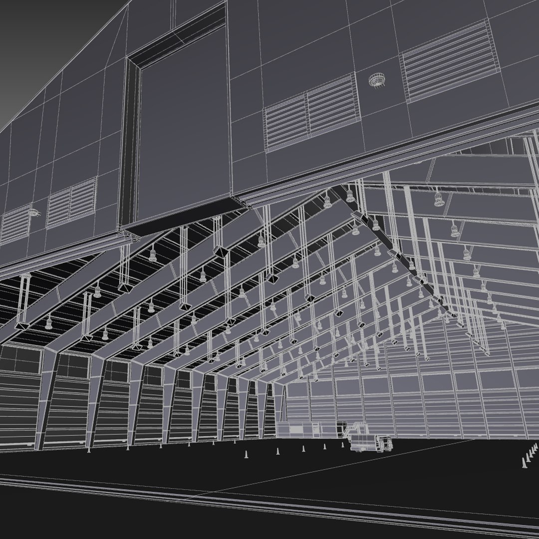 3d Model Of Scene Commercial Aircraft Hangar