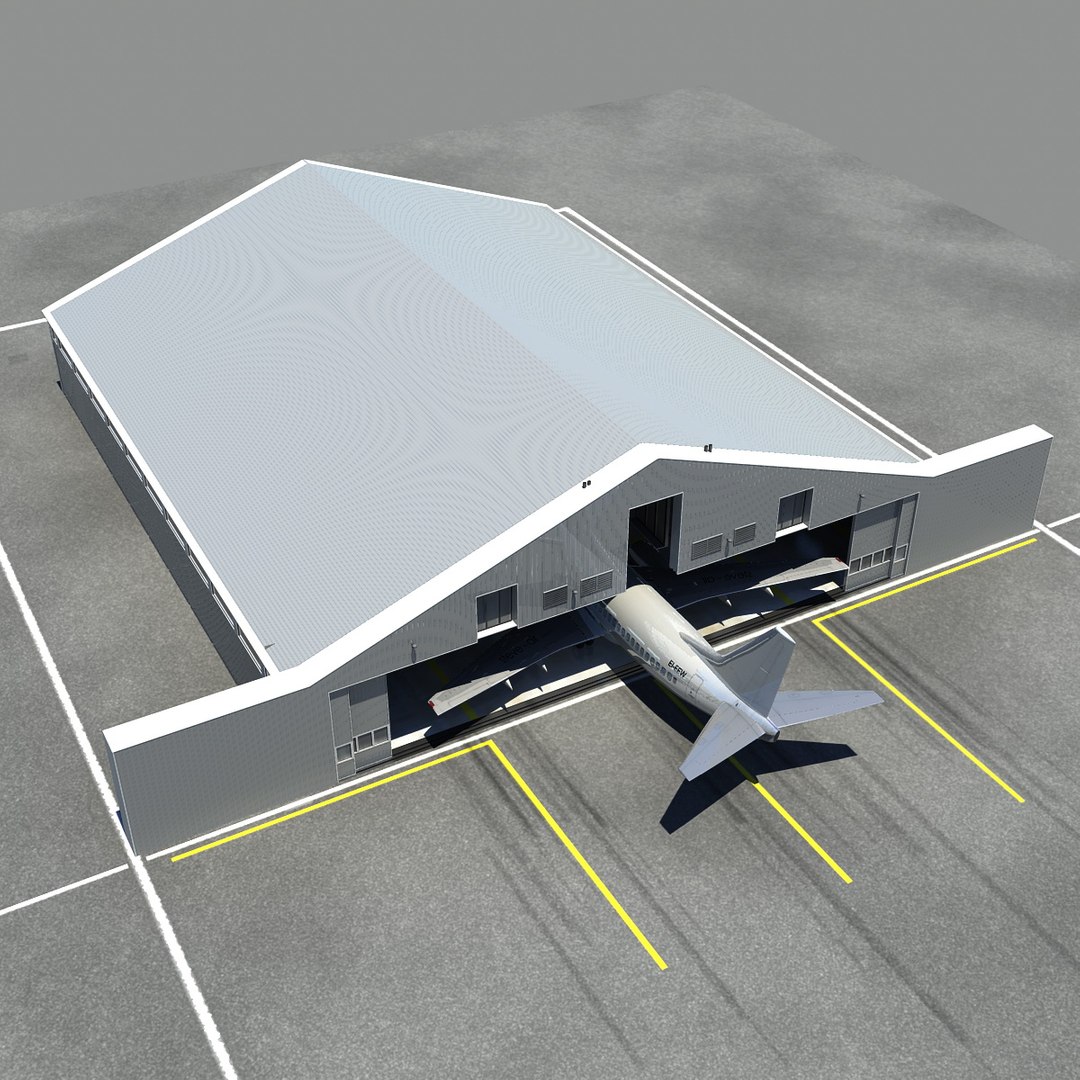 3d Model Of Scene Commercial Aircraft Hangar