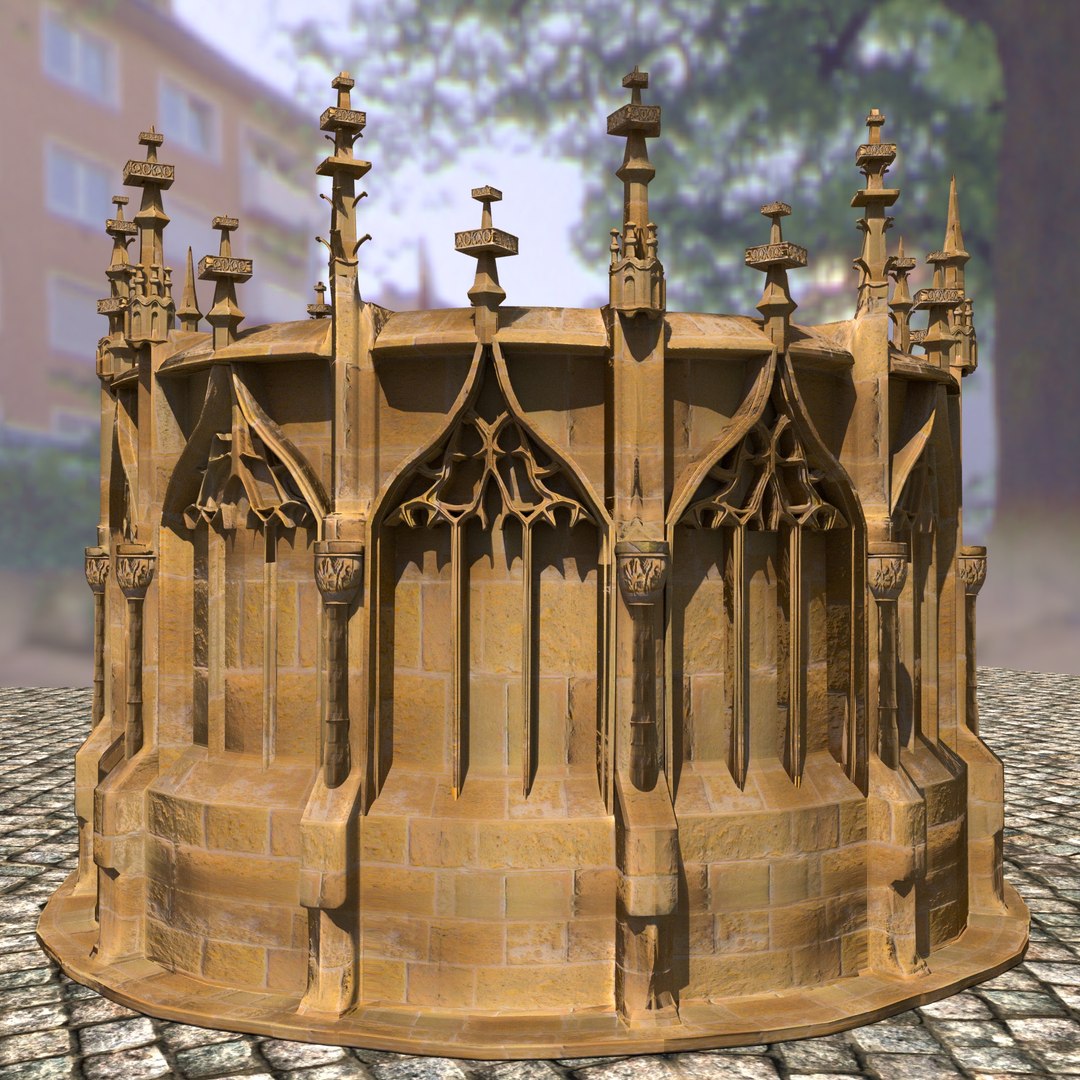 3D Gothic Fountain Model - TurboSquid 1658514