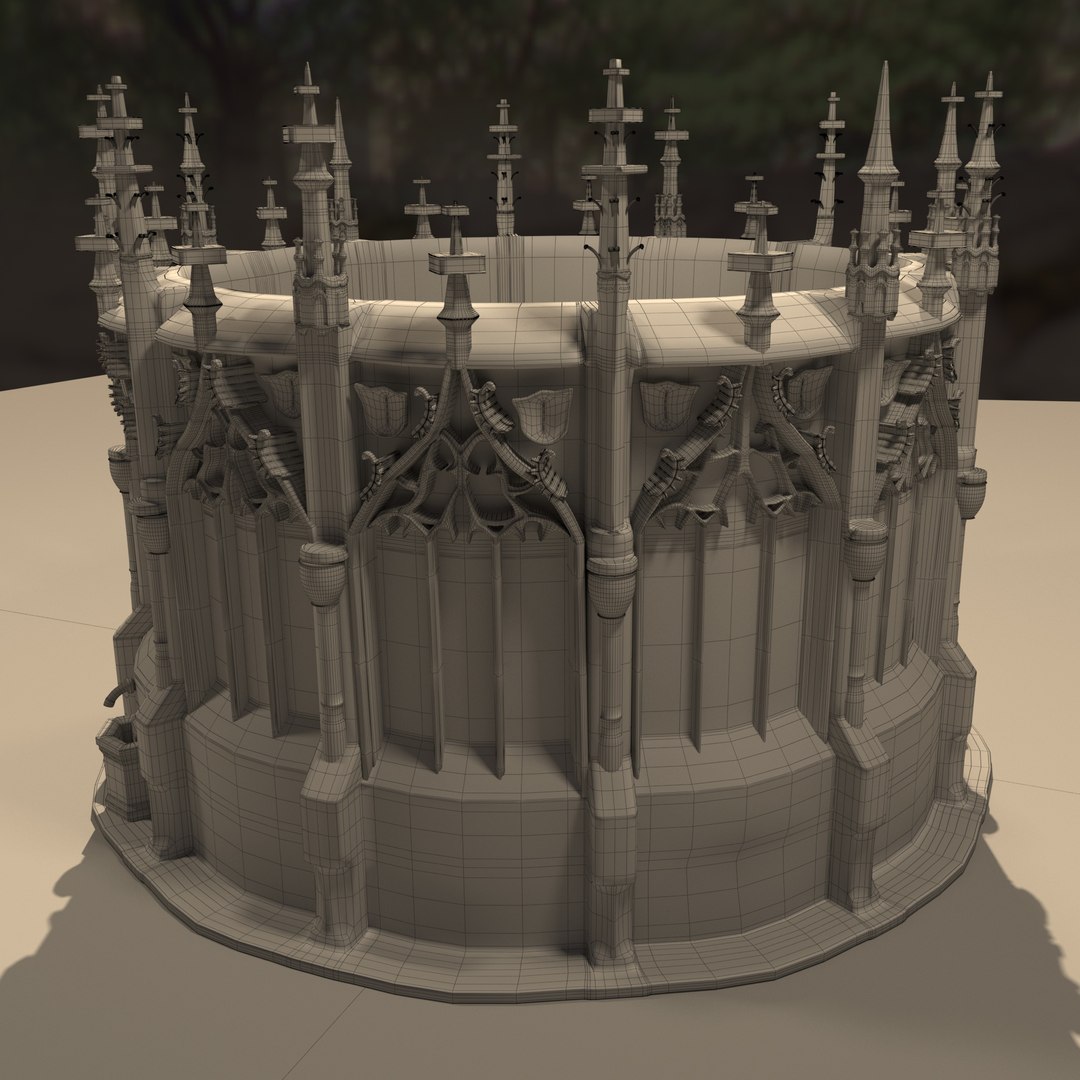 3D Gothic Fountain Model - TurboSquid 1658514