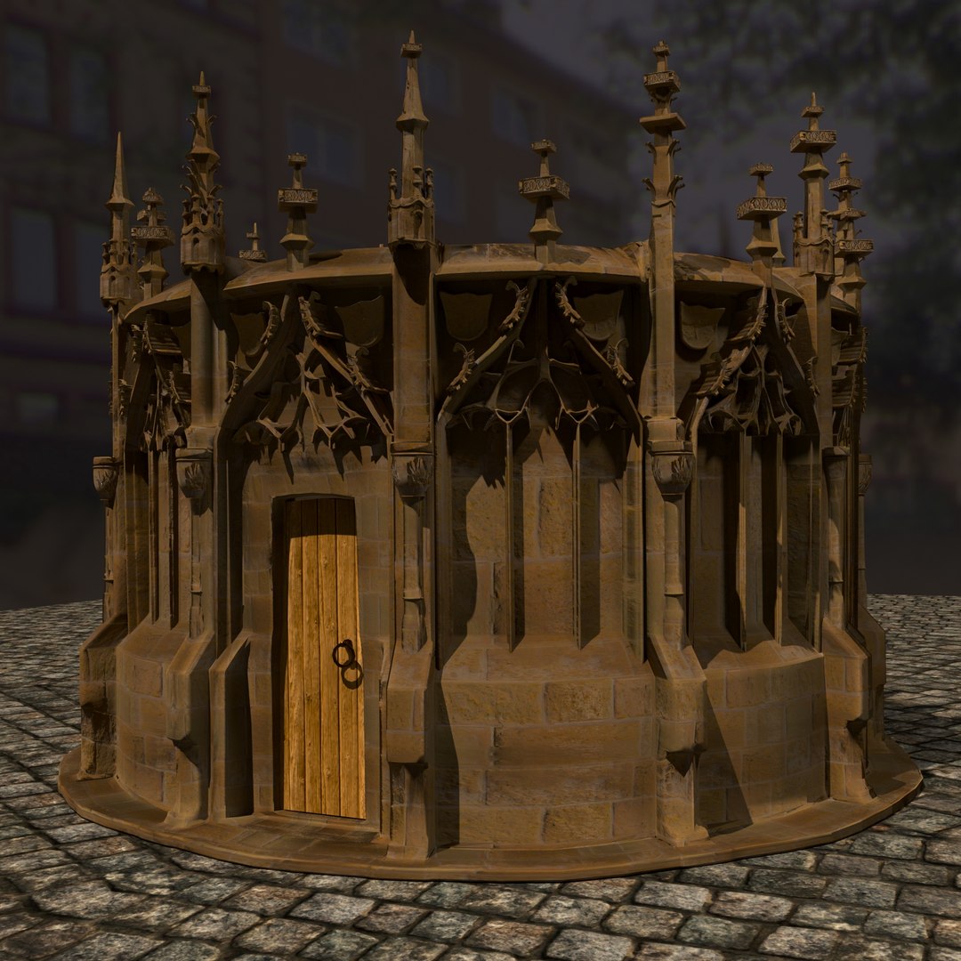 3D Gothic Fountain Model - TurboSquid 1658514