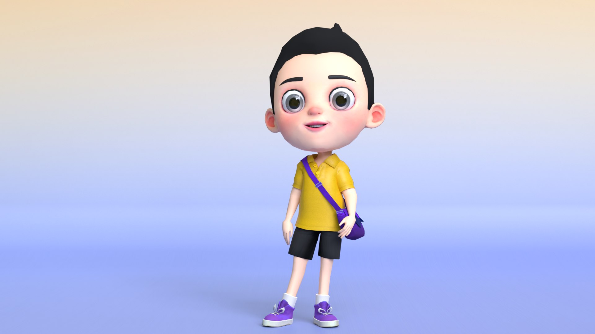 3D Cartoon Character School Kid 3 model - TurboSquid 1889515
